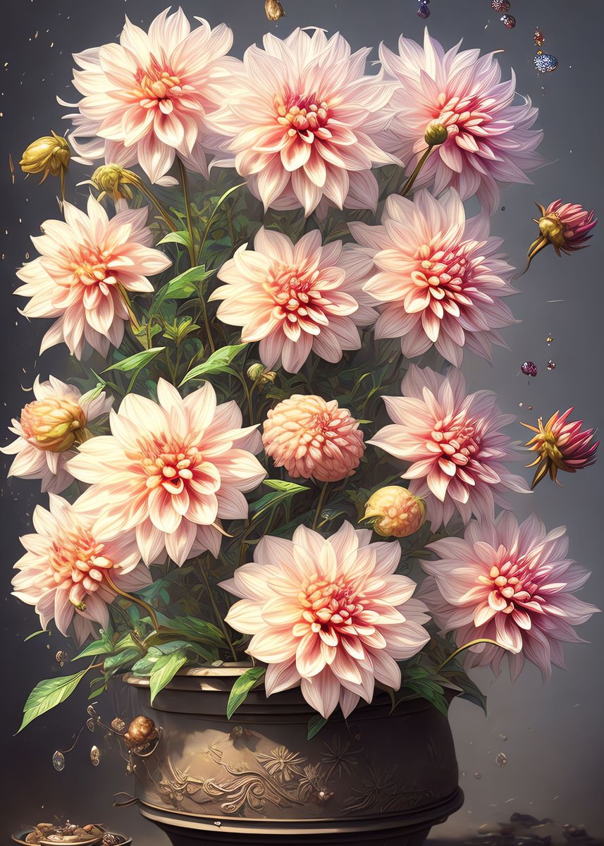 'Beautiful Dahlia Flower' Poster by Alex Bayu | Displate