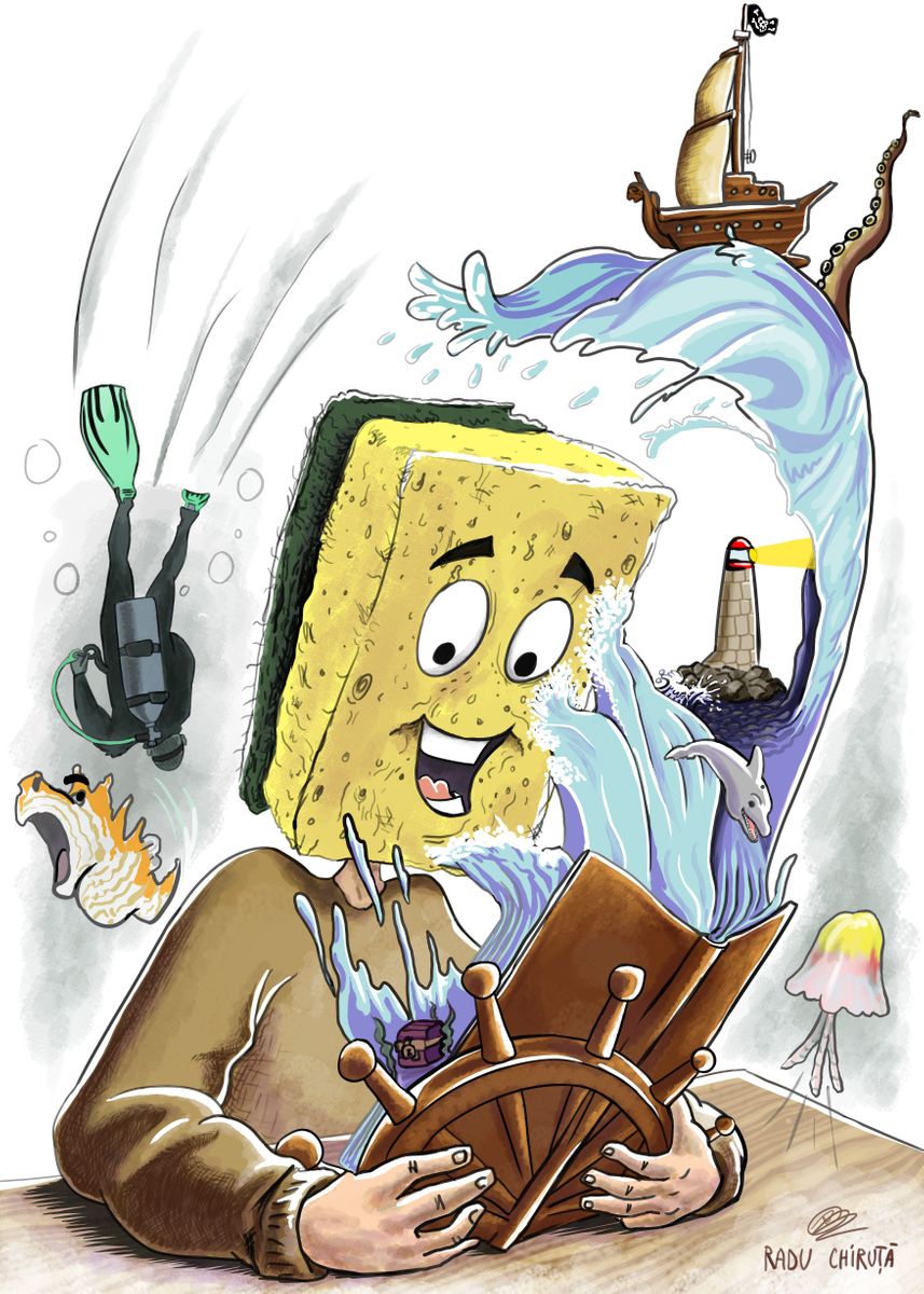 'Knowledge sponge' Poster, picture, metal print, paint by Radu Chiruță ...