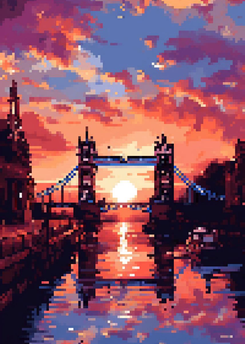 'London pixel art' Poster, picture, metal print, paint by Powerful ...