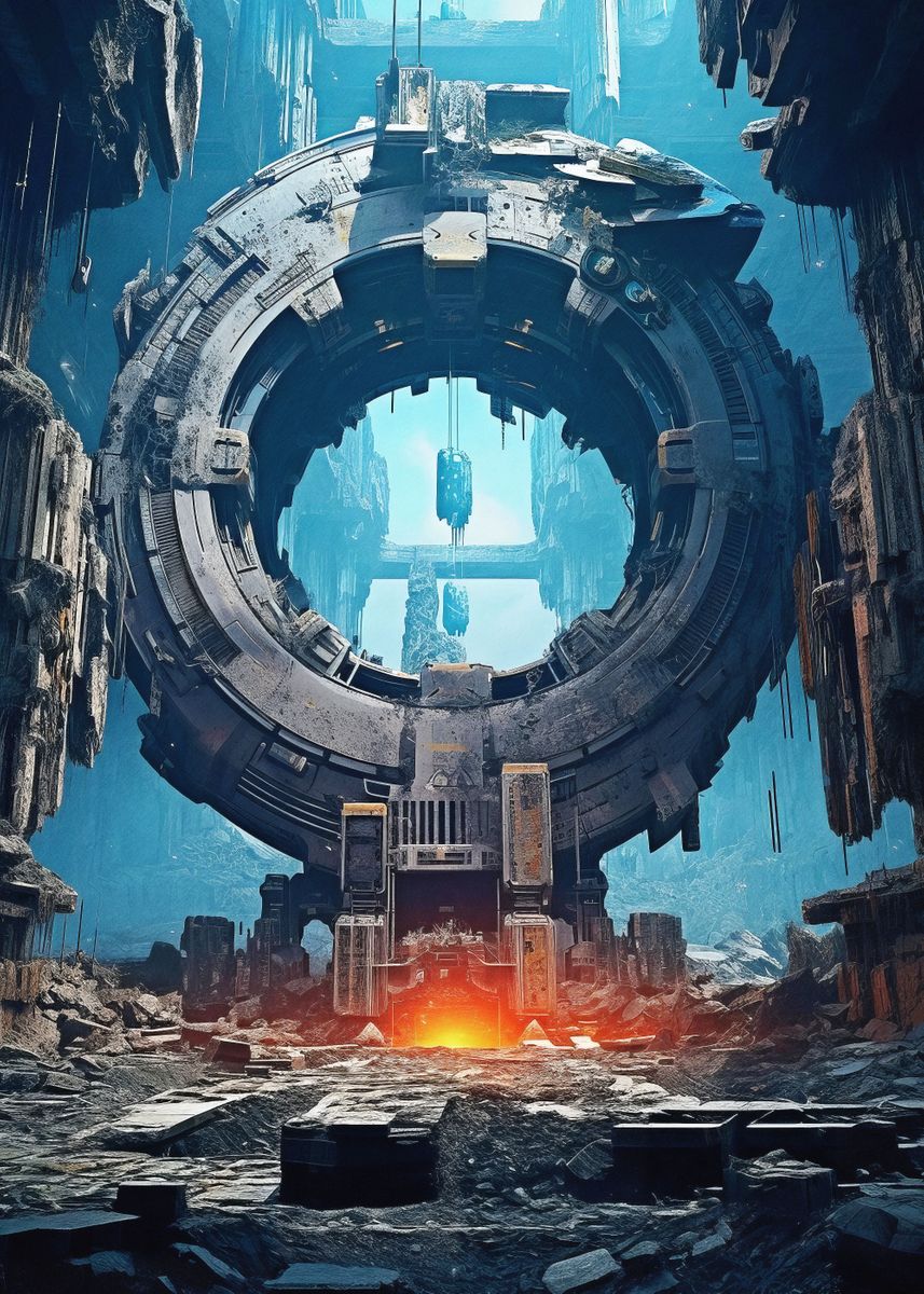 'Futuristic Ruins' Poster, picture, metal print, paint by Pucaaa | Displate