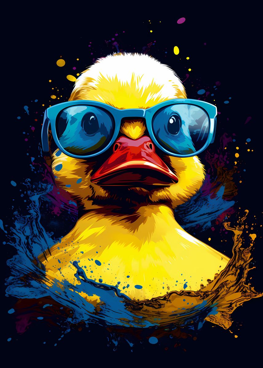 'Rubber Duck With Sunglasse' Poster, picture, metal print, paint by ...