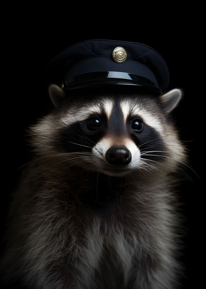 'Police Officer Raccoon' Poster, picture, metal print, paint by Makadur ...