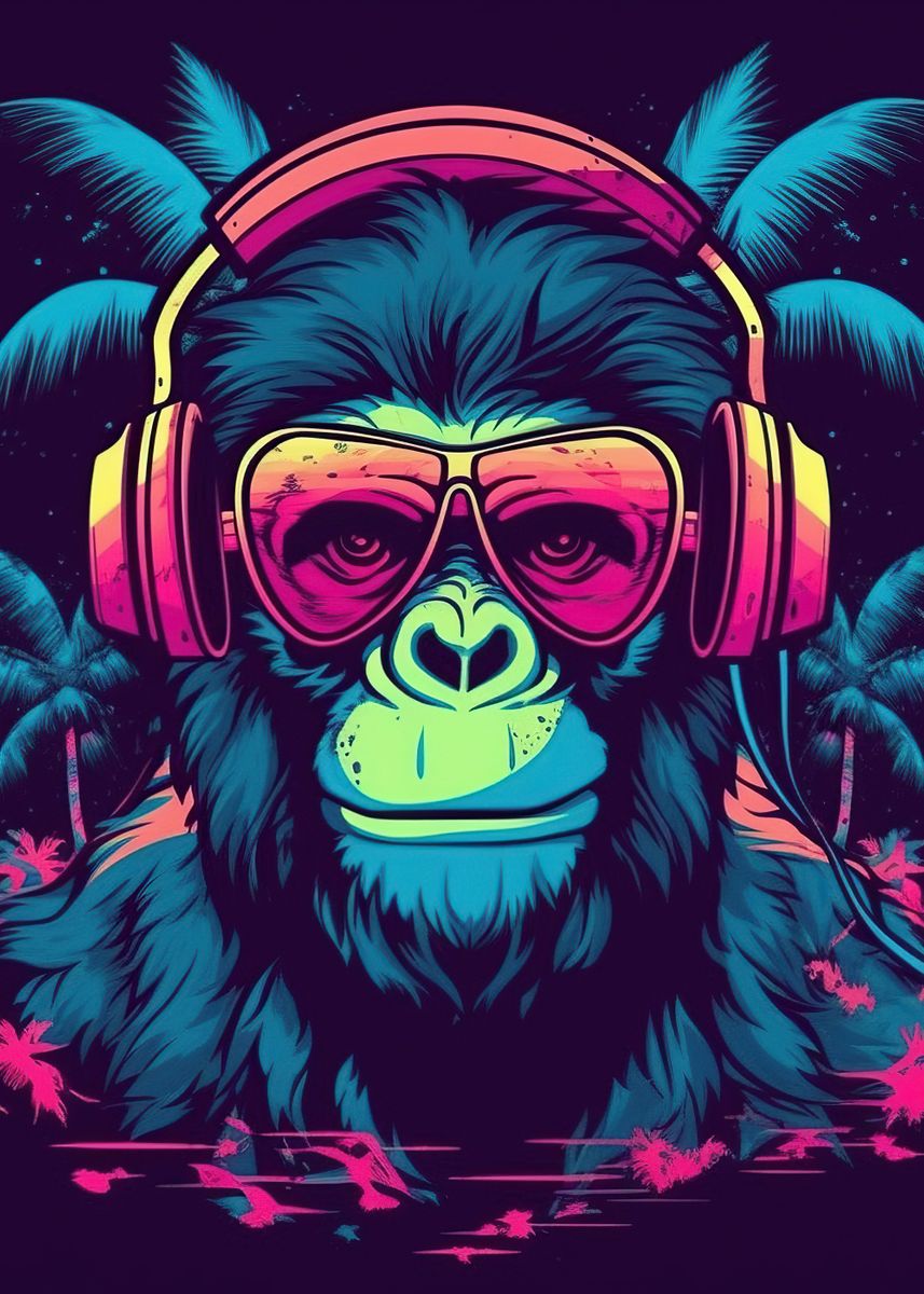 'Monkey Dj Music' Poster by Audrey | Displate