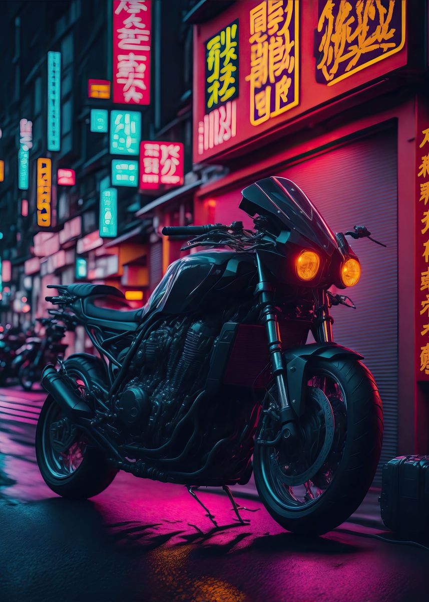 'Neon Ride Tokyo Drift' Poster, picture, metal print, paint by ...