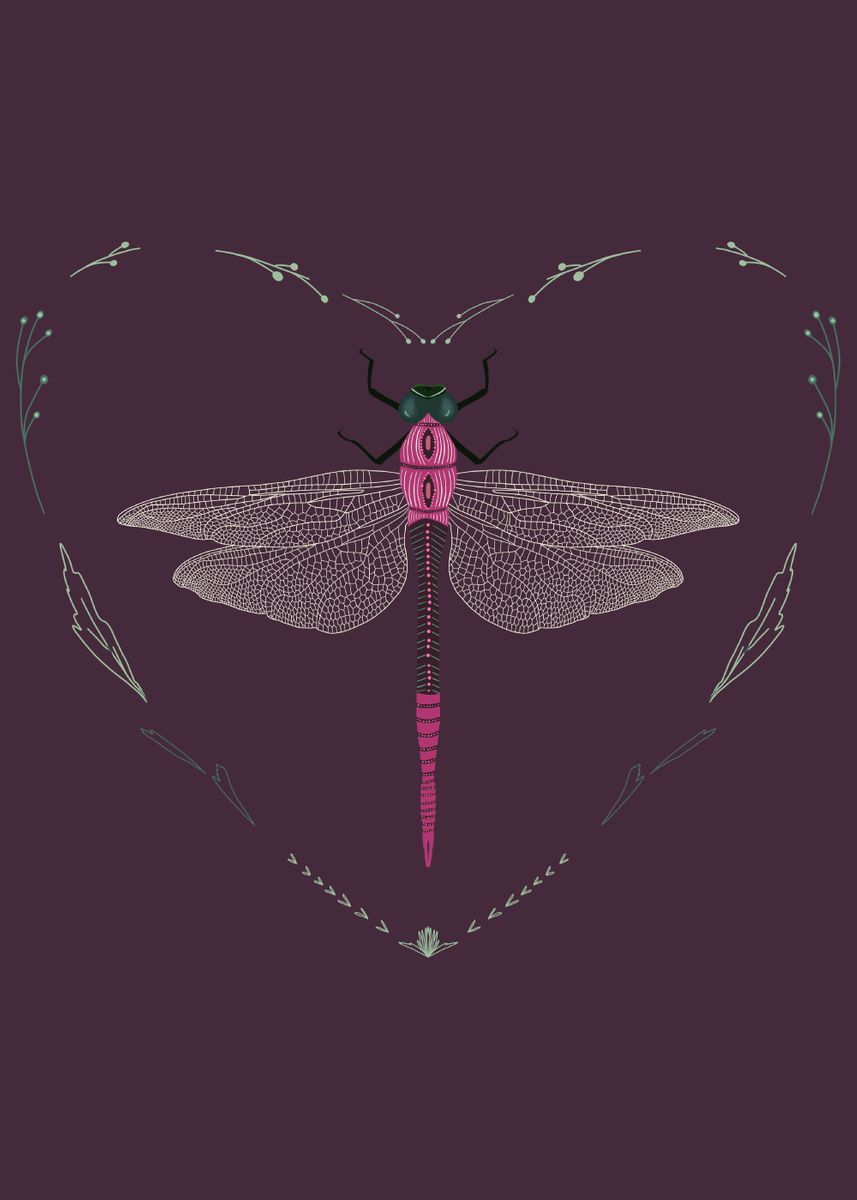 'Dragonfly Heart' Poster, picture, metal print, paint by Sunette Nel ...