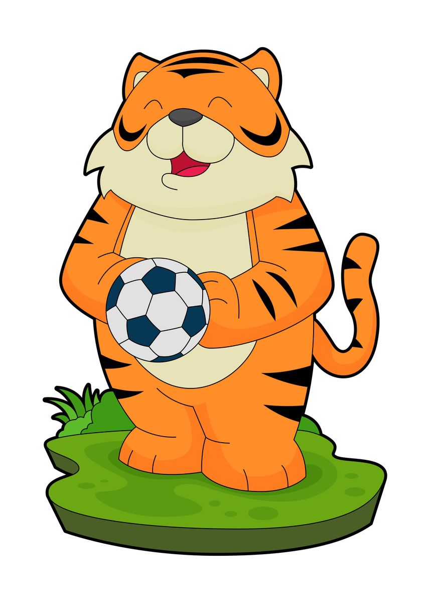 'Tiger Soccer player Soccer' Poster, picture, metal print, paint by ...