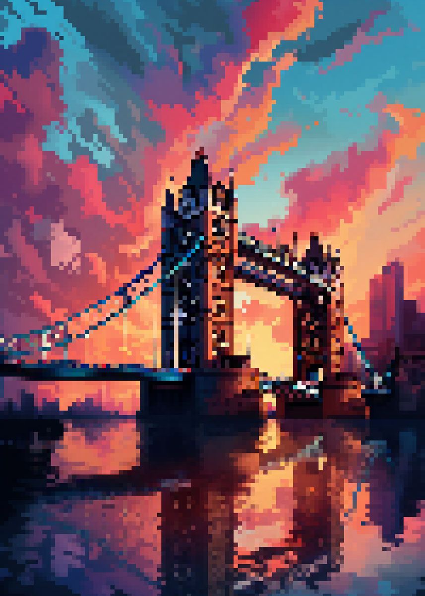 'Tower Bridge pixel art' Poster, picture, metal print, paint by ...