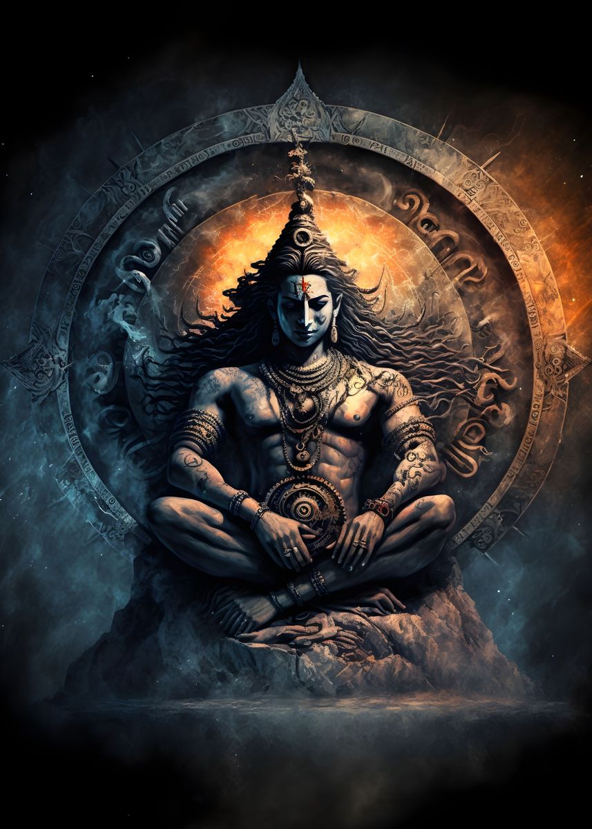 ' God Shiva' Poster, picture, metal print, paint by Anil Gamble | Displate
