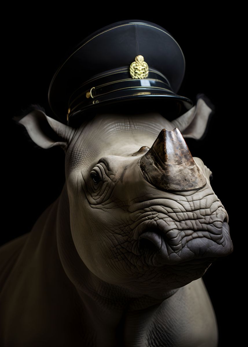 'Police Officer Rhino' Poster, picture, metal print, paint by Makadur ...