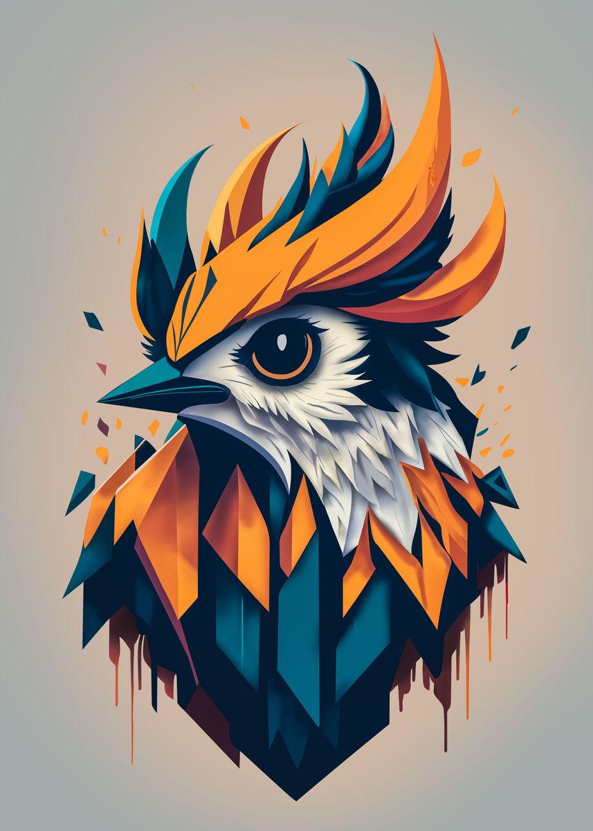 'Geometric Blue jay' Poster, picture, metal print, paint by Alfonso ...