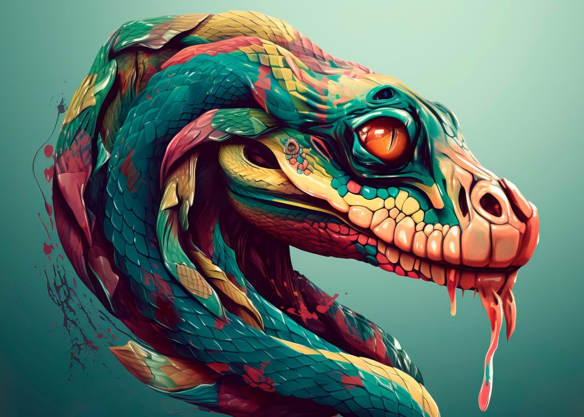 'Cartoon style of snake' Poster by HildaWarren Studio | Displate