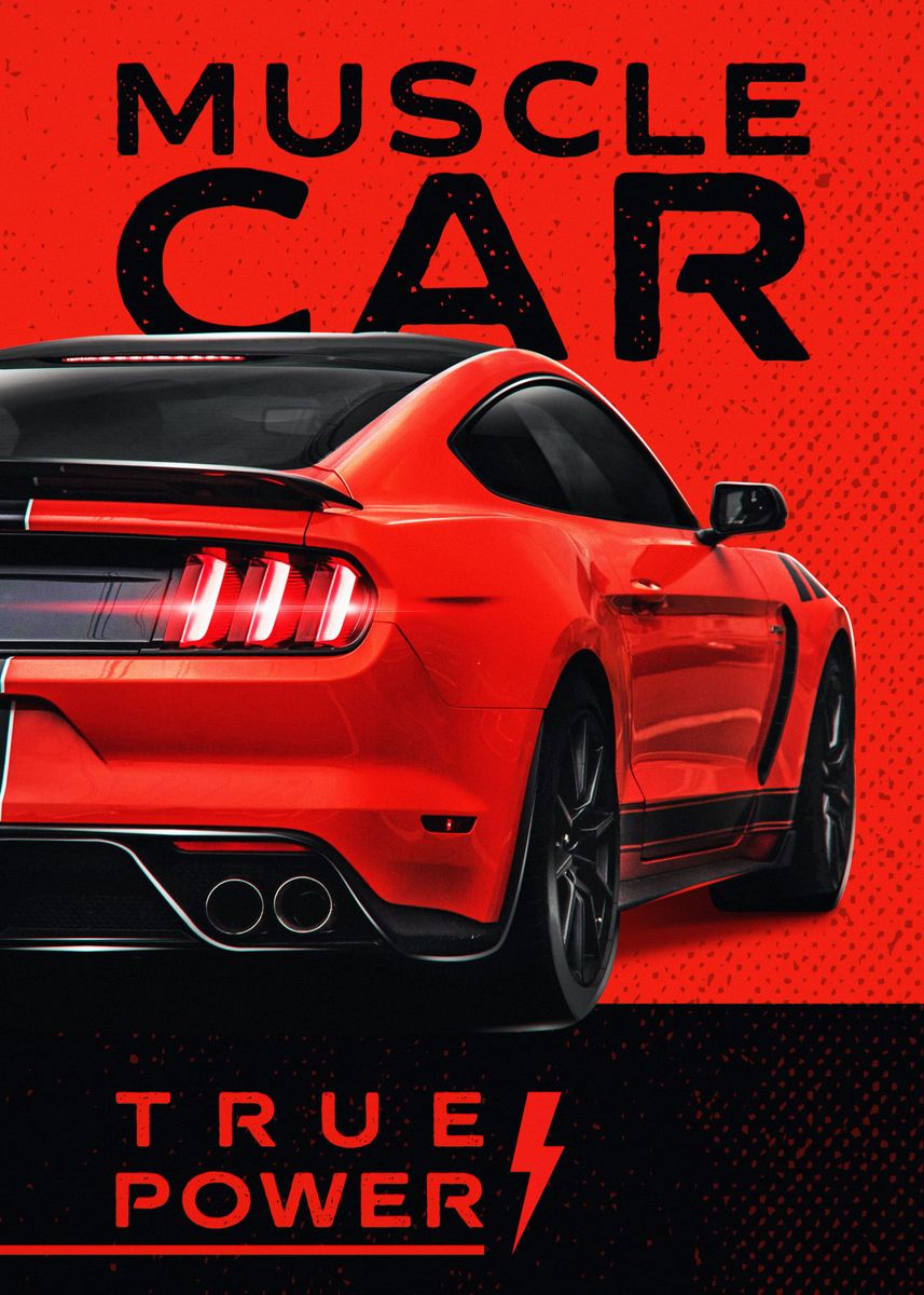 'Muscle Red Car' Poster, picture, metal print, paint by P U F F Y ...