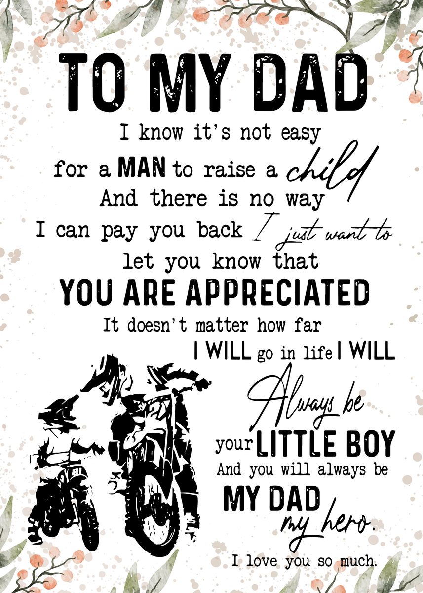 'To My Dad Fathers day' Poster, picture, metal print, paint by Loves ...