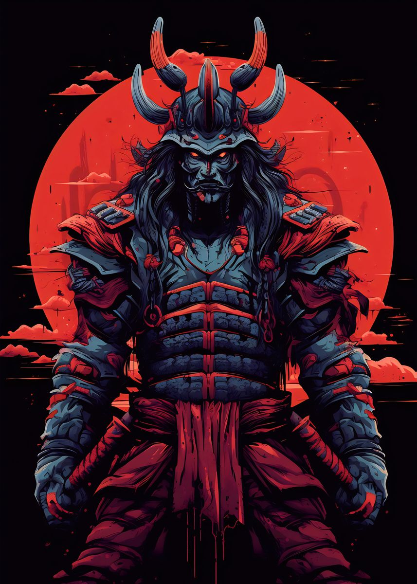 'Samurai portrait' Poster, picture, metal print, paint by Nathan Ponty ...