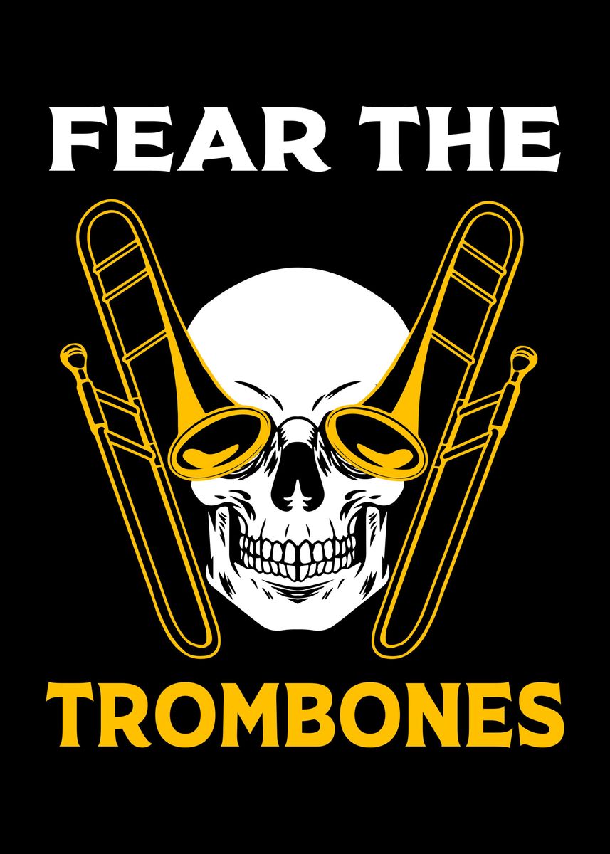 'Trombone Skull' Poster, picture, metal print, paint by FunnyGifts ...