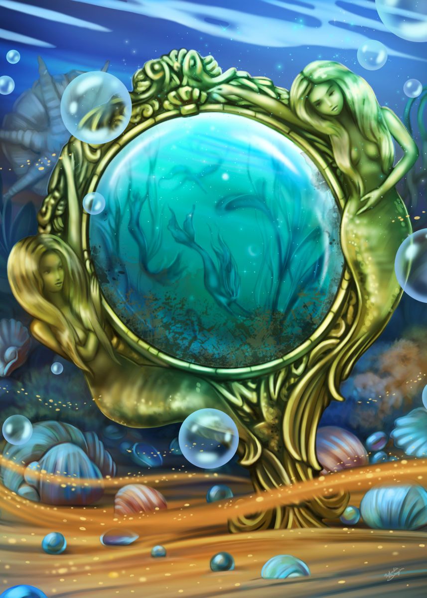 'Mermaid mirror' Poster by Natalia Sinegina | Displate
