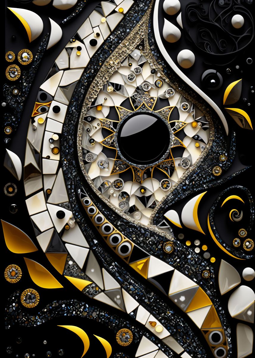 'Yellow Mosaic 08' Poster, picture, metal print, paint by Misty Allen ...
