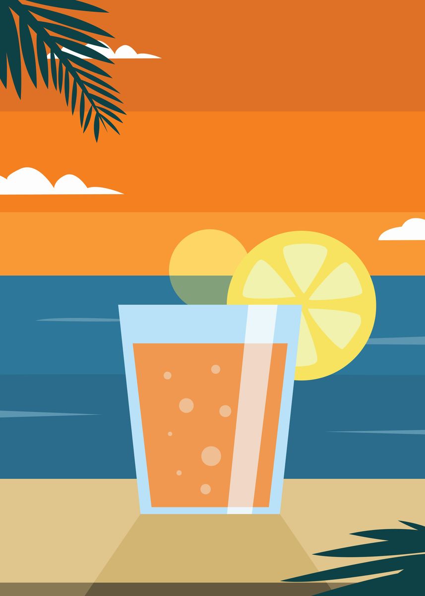 'Summer Sunset' Poster, picture, metal print, paint by MRFAST | Displate