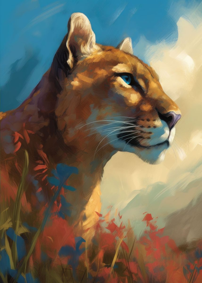 'Puma Portrait ' Poster, picture, metal print, paint by ArsFerrum ...