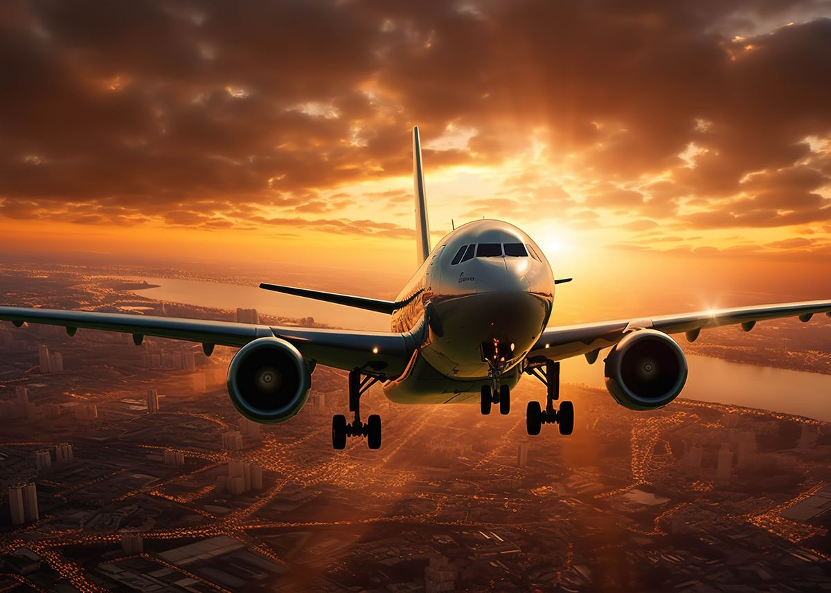 'plane sunset' Poster by Pro Elise | Displate