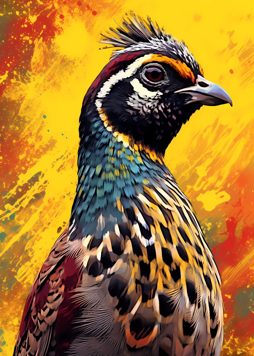 'Quail Colorful' Poster, picture, metal print, paint by DecoyDesign ...