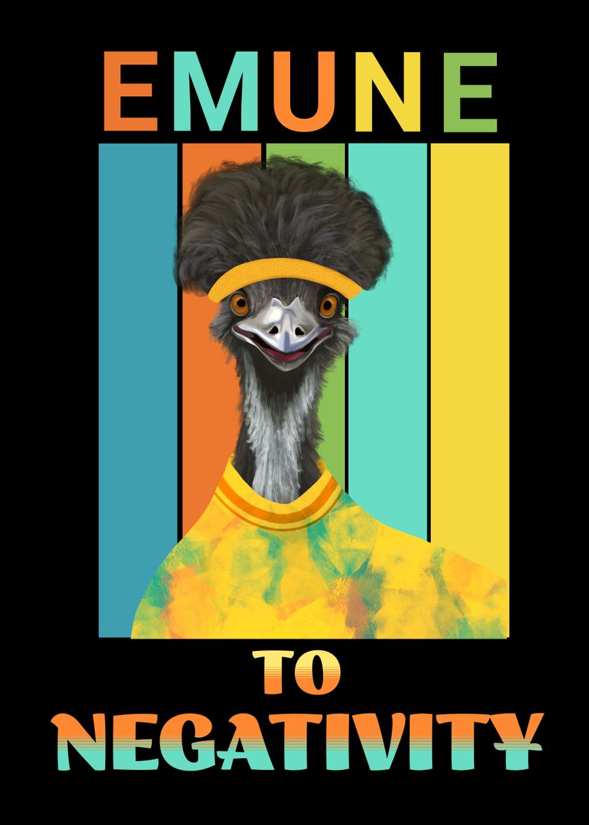 'Humorous Emu Bird Pun' Poster, picture, metal print, paint by Sunette ...
