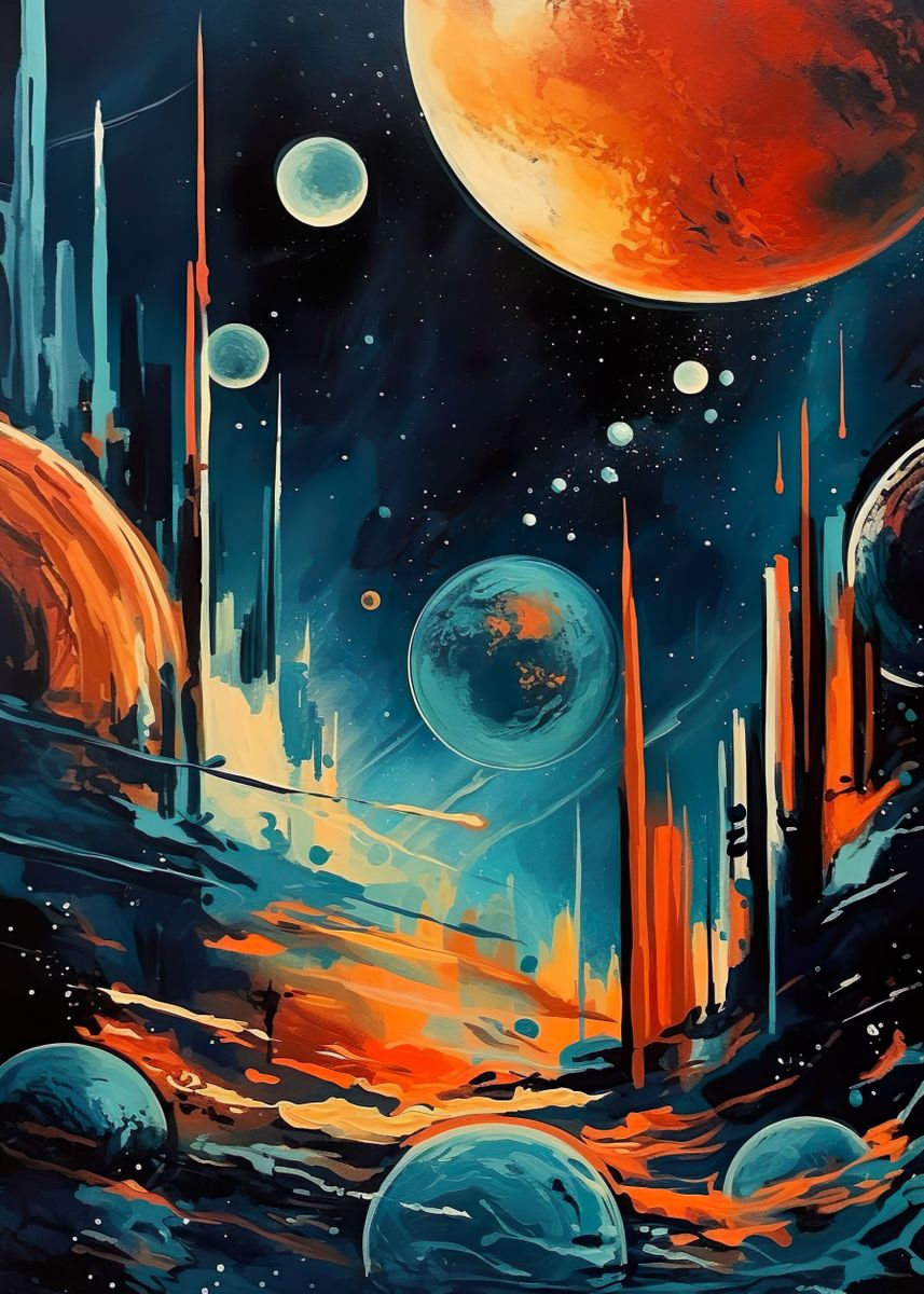 'Abstract Space Gouache' Poster, picture, metal print, paint by ...