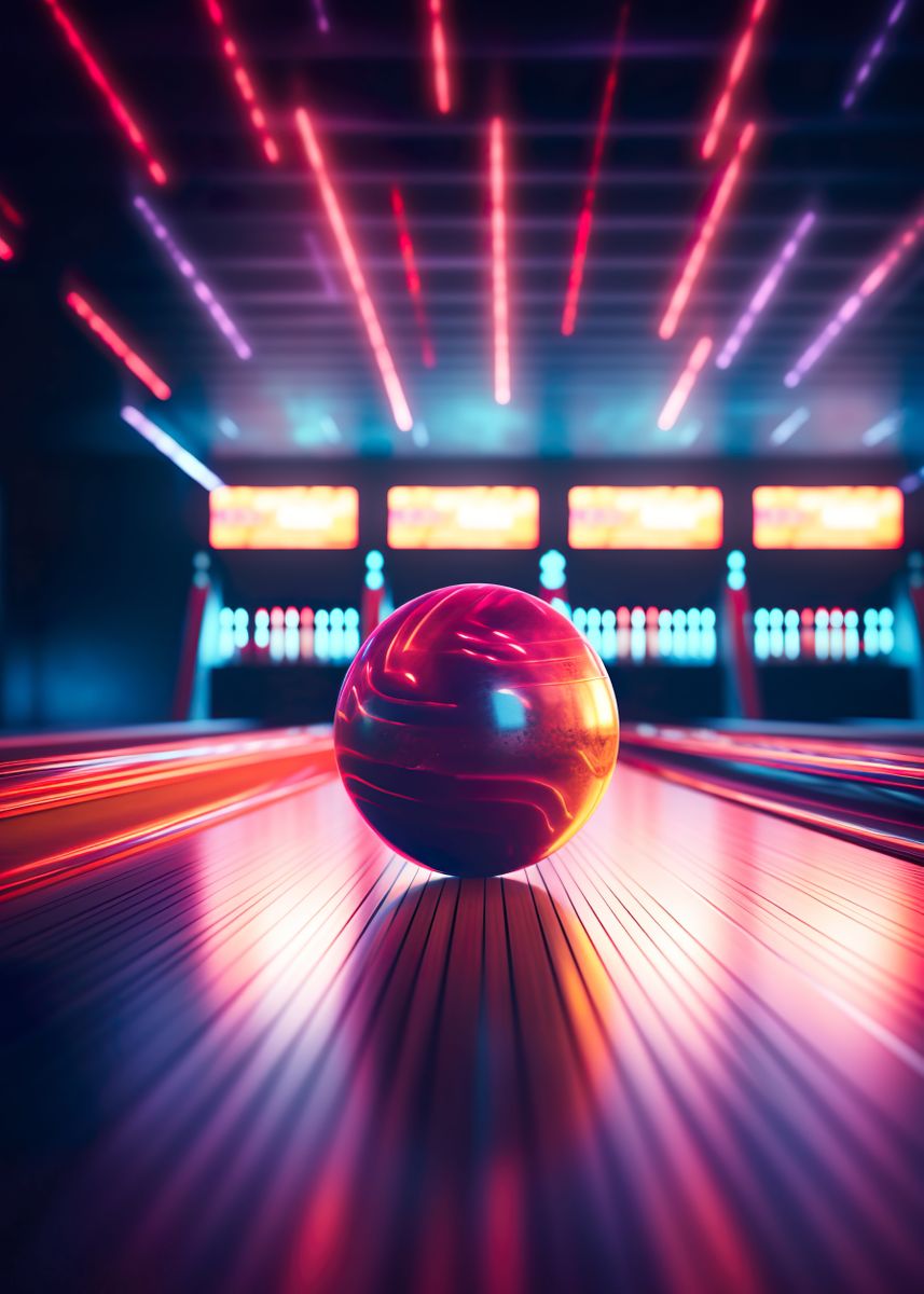 'Neon Bowling Ball' Poster by Dennex | Displate