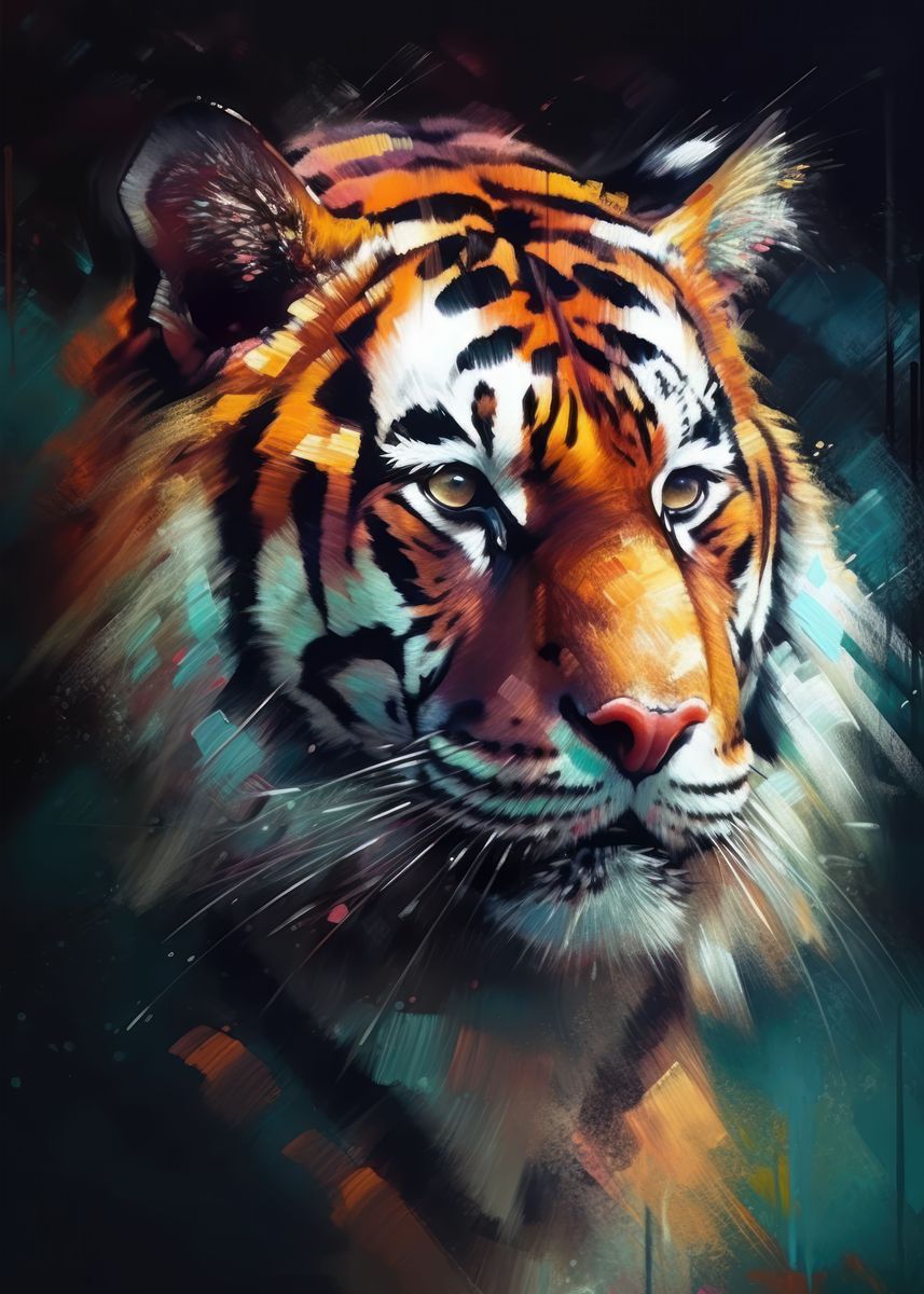 'Colourful Tiger Portrait' Poster by ArsFerrum | Displate