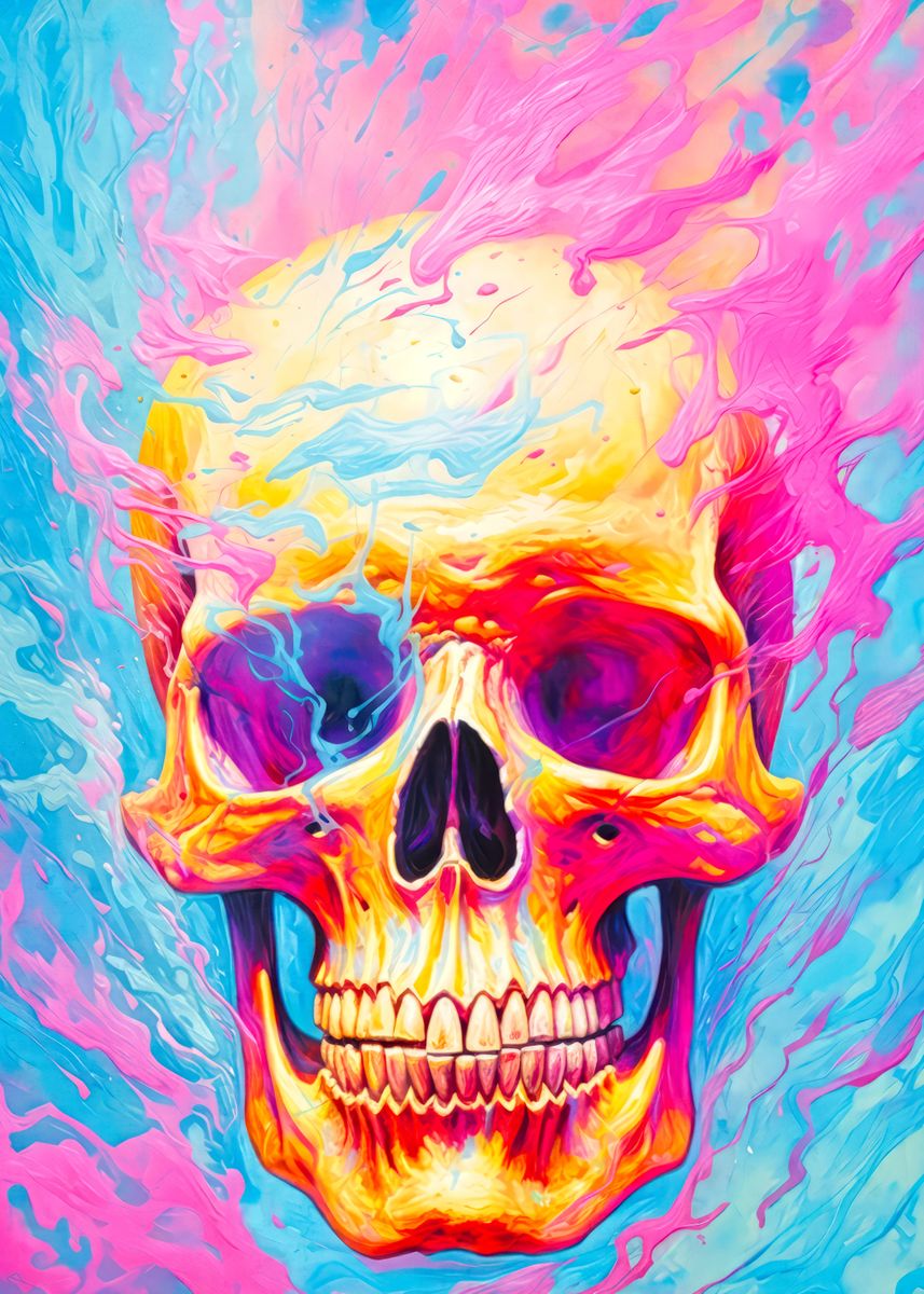 'Hippie Skull Colors' Poster by Havard | Displate