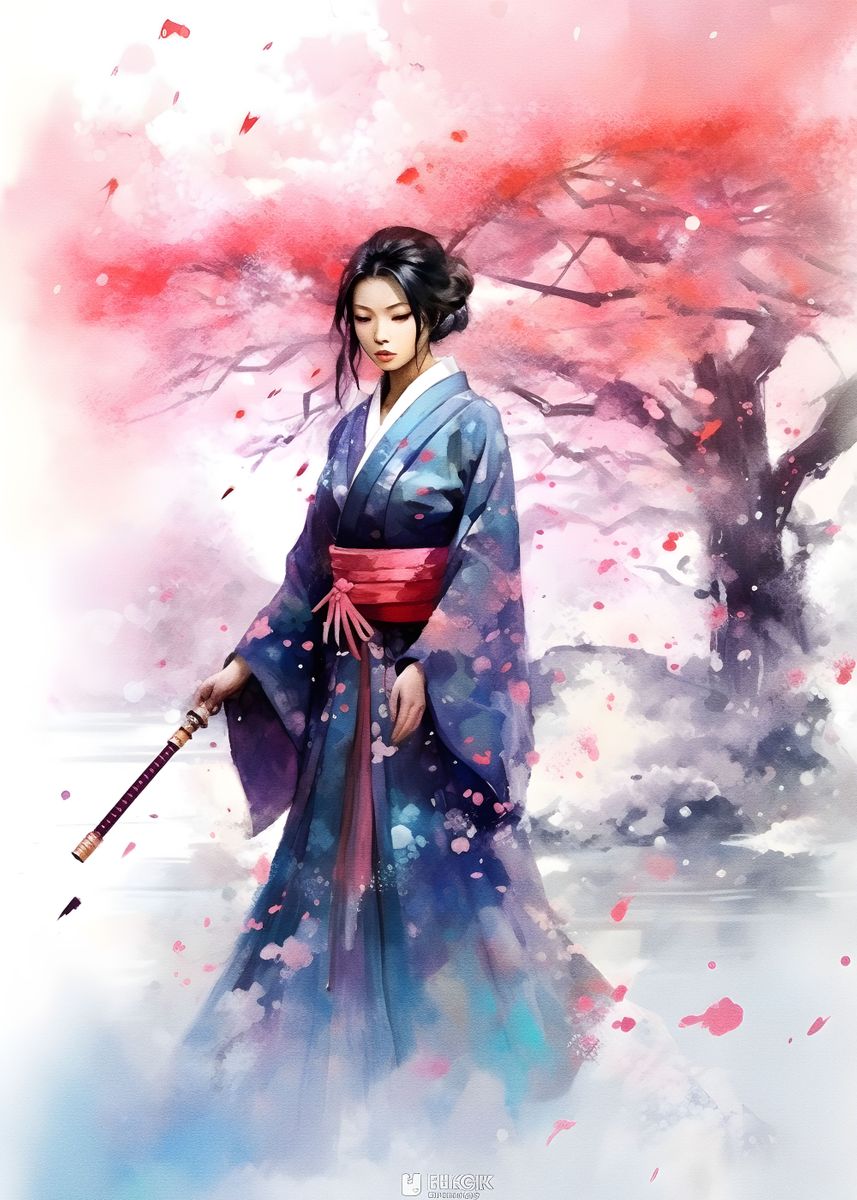 'Samurai girls japanese 1' Poster, picture, metal print, paint by Elz ...