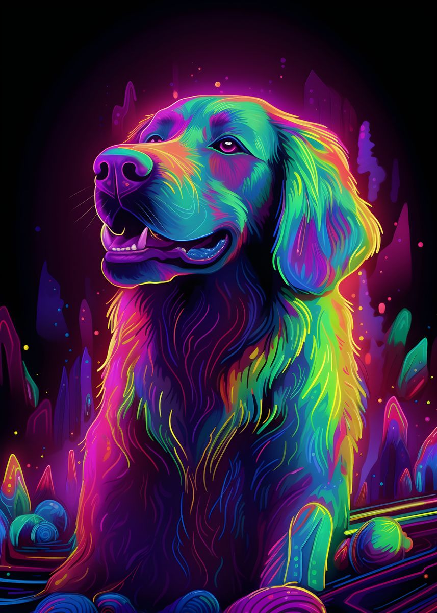 'Neon Dog' Poster by Makadur | Displate