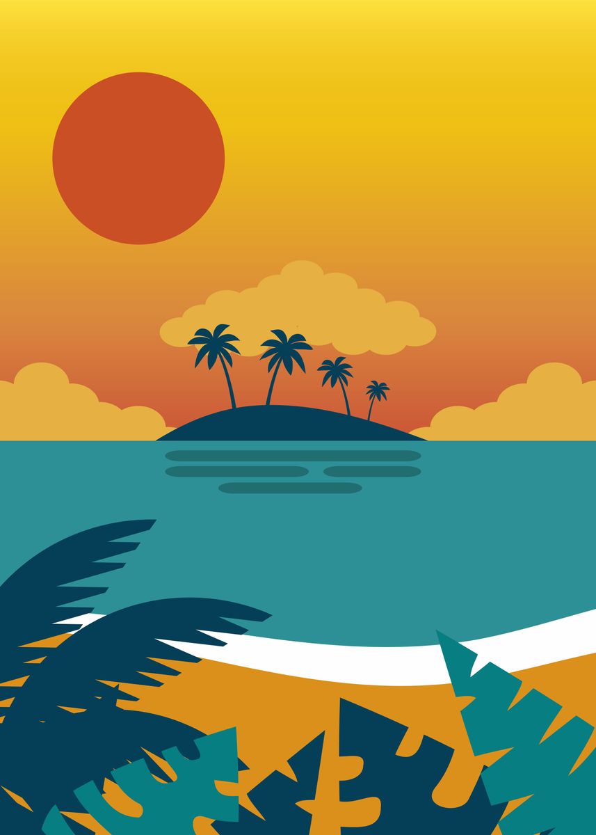 'Summer Sunset' Poster, picture, metal print, paint by Artditisme ...