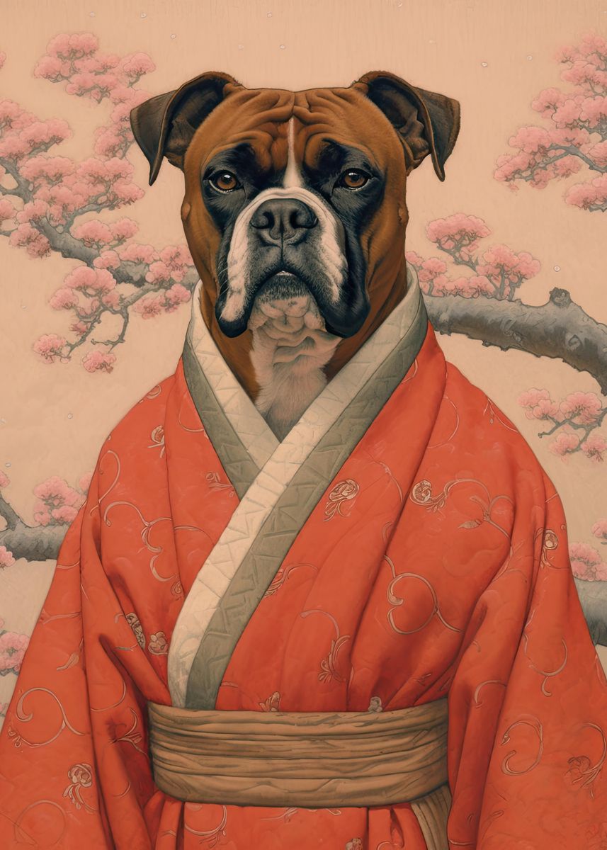 'Boxer Dog Geisha ' Poster, picture, metal print, paint by PetPrints ...