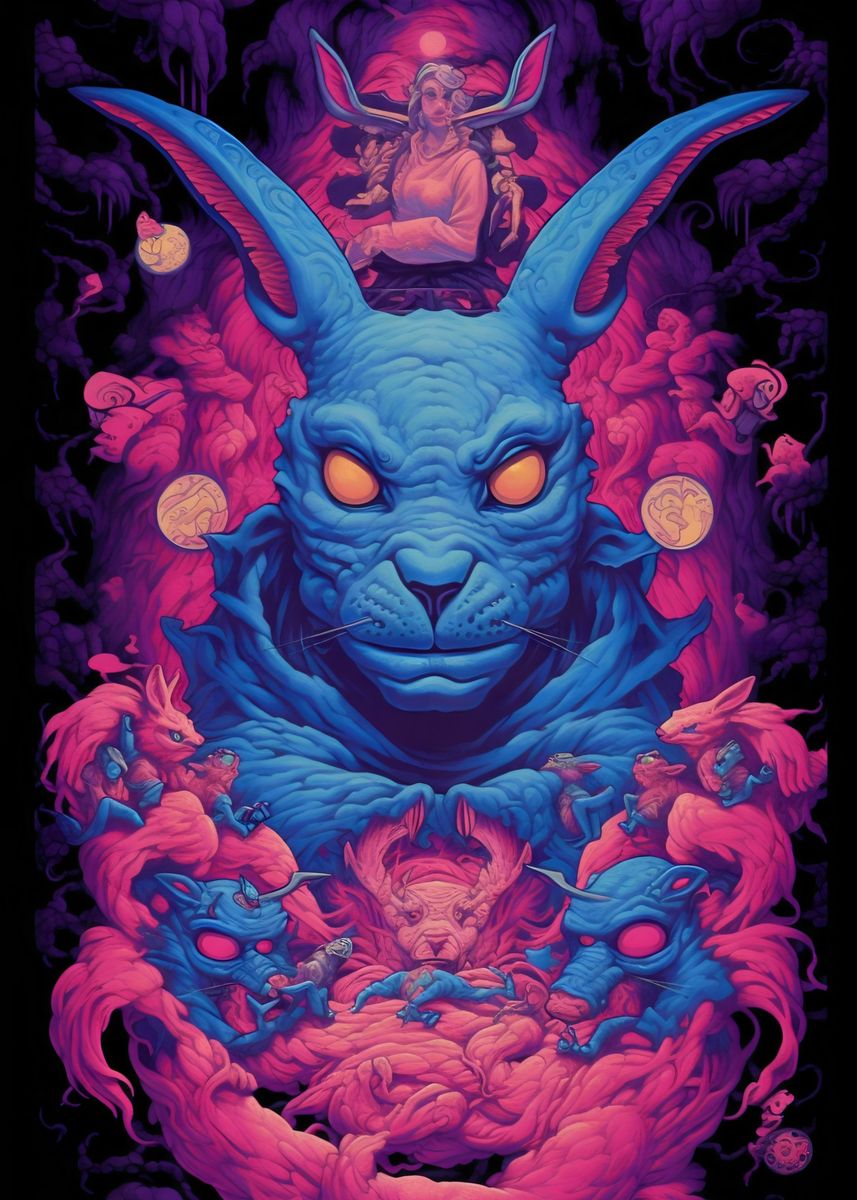 'Psychedelic Rabbit ' Poster, picture, metal print, paint by Poster ...