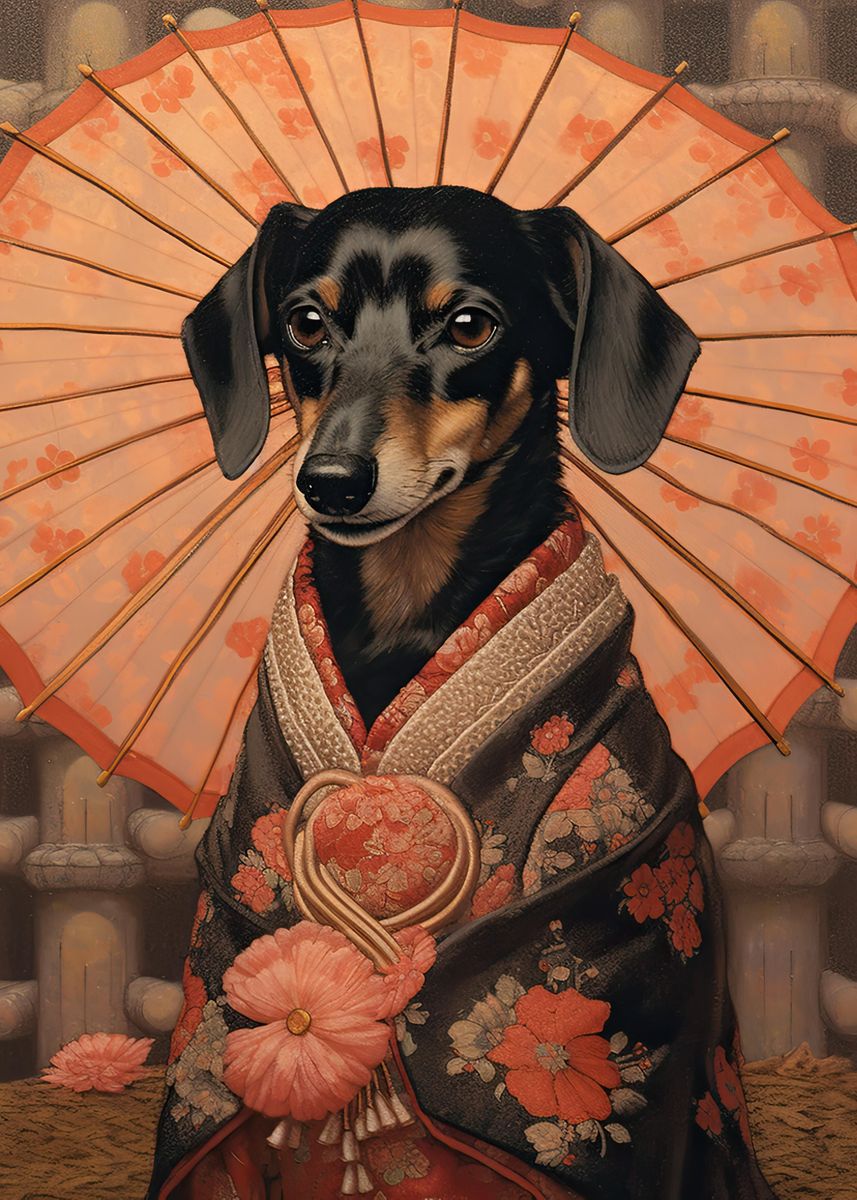 'Dachshund Geisha ' Poster by PetPrints | Displate