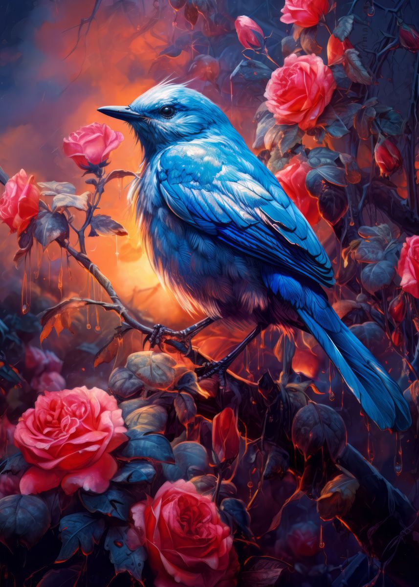 'Cute Little Blue Bird' Poster, picture, metal print, paint by Isobel ...