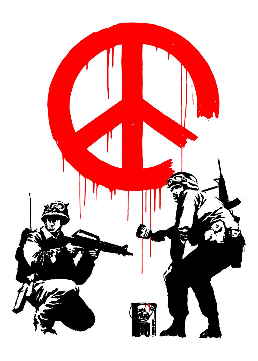 'Peace Sign and Soldiers' Poster, picture, metal print, paint by ALMA ...
