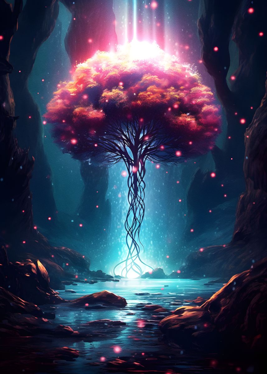 'Magical tree ' Poster, picture, metal print, paint by Elz art | Displate