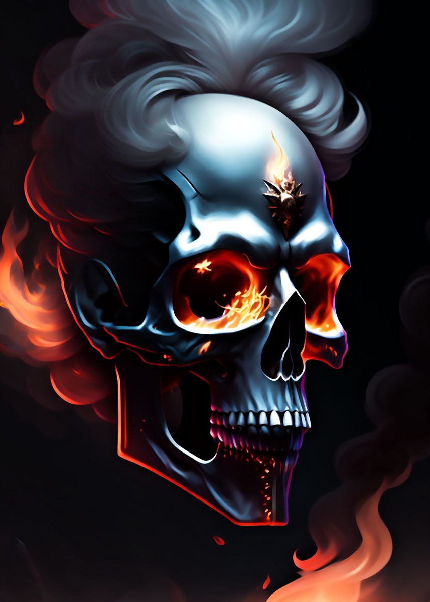 'ash skull' Poster, picture, metal print, paint by PLUOCK KOK | Displate