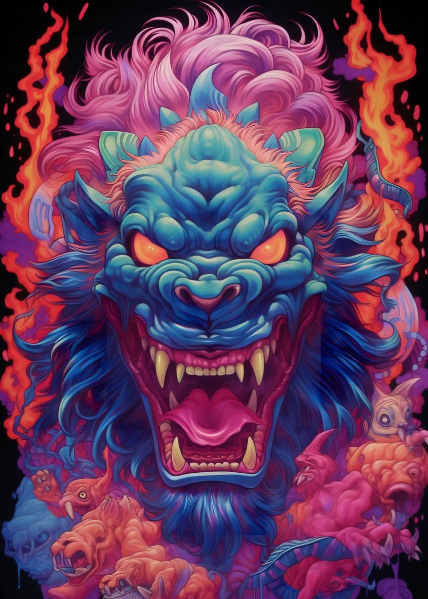 'Psychedelic Lion' Poster, picture, metal print, paint by Poster Parlor ...