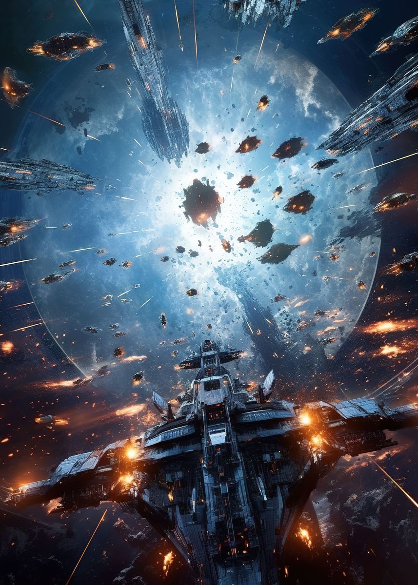 'Outer space battlefield' Poster, picture, metal print, paint by ...