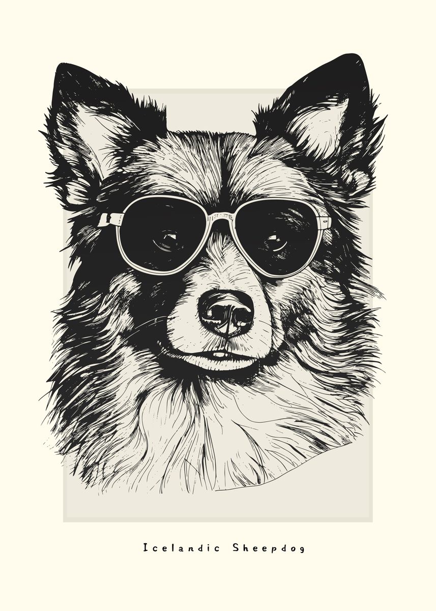 'Icelandic Sheepdog Sketch' Poster by Rafael Dxgn | Displate