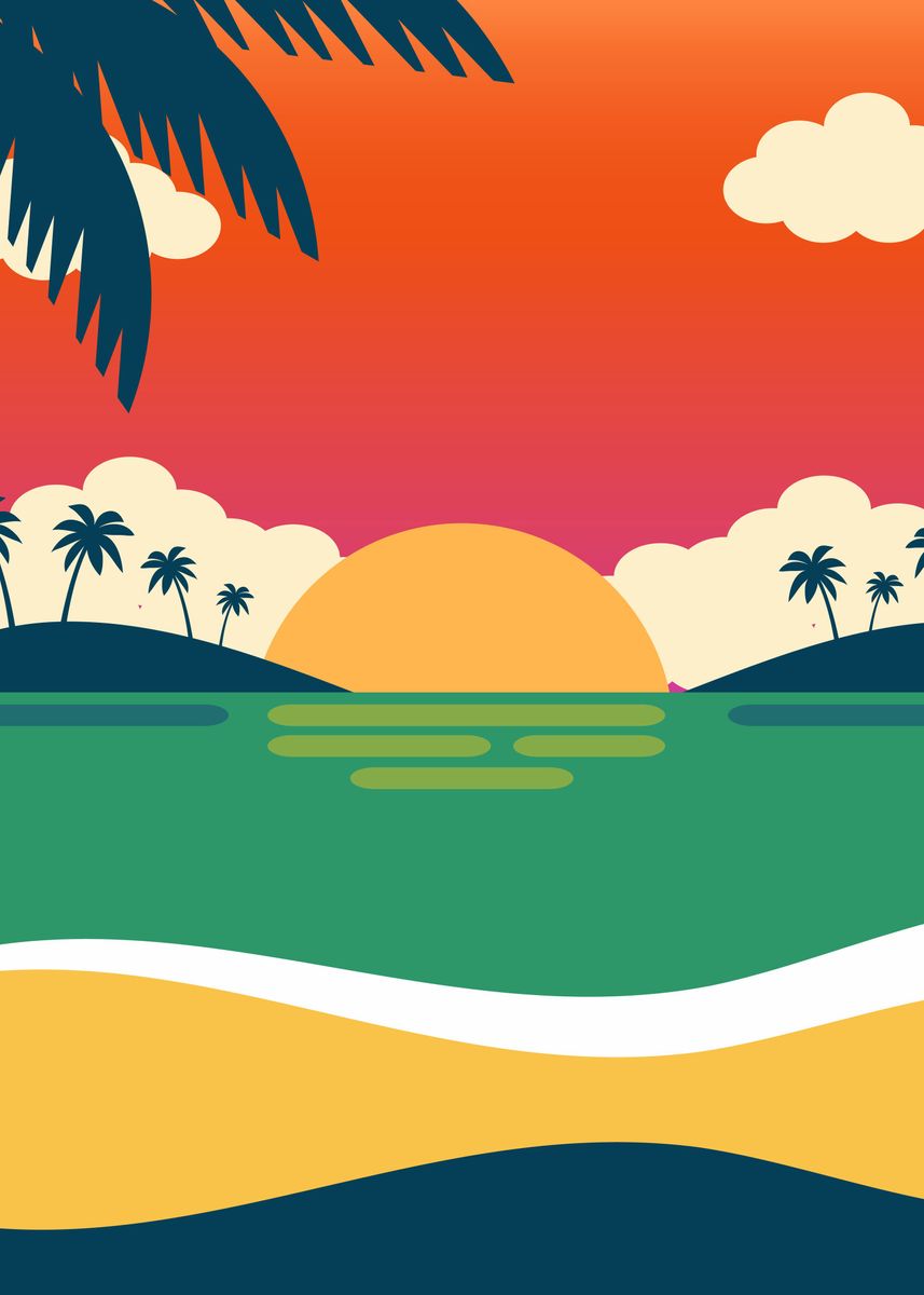 'Summer Sunset' Poster, picture, metal print, paint by Artditisme ...