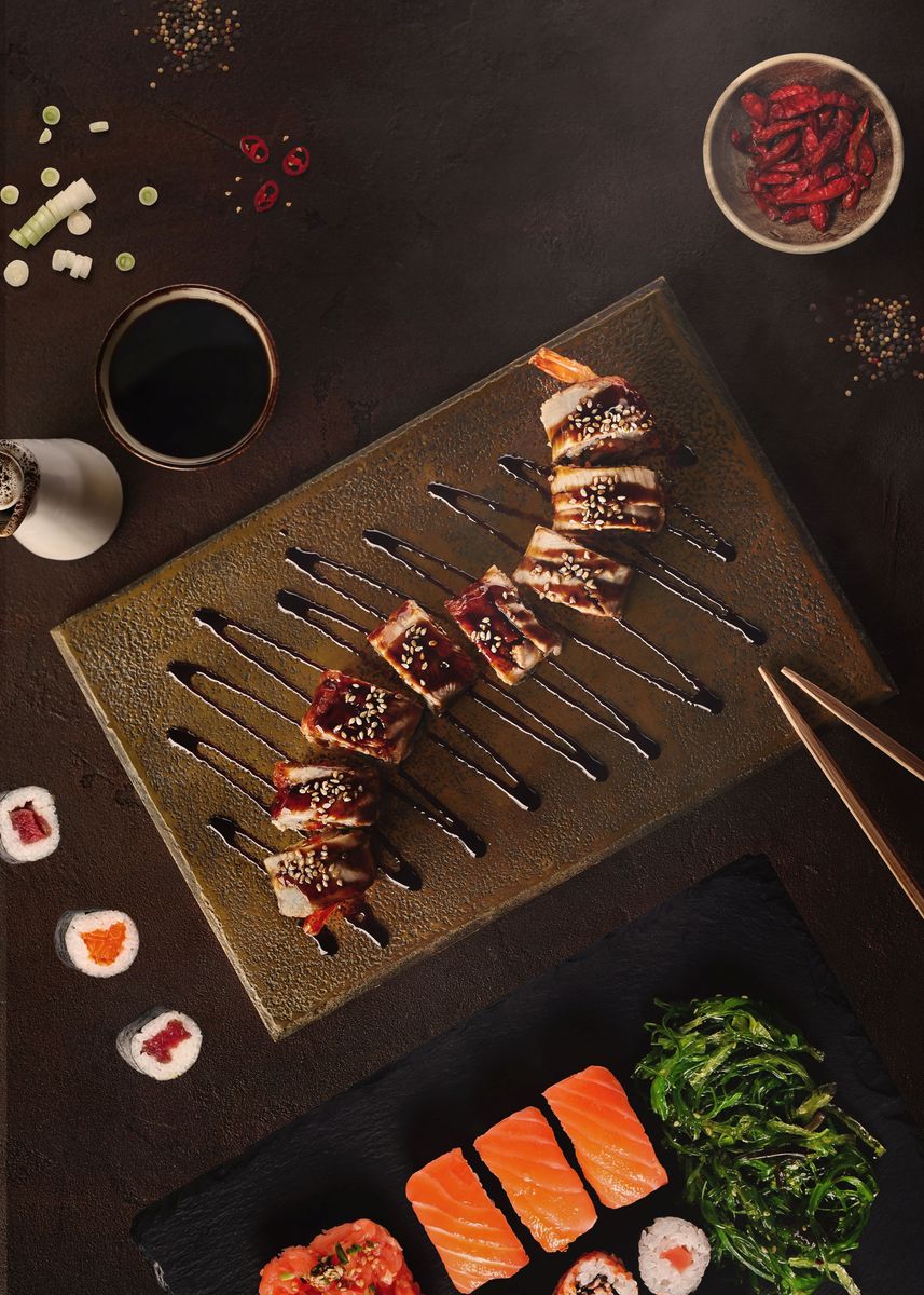 'Sushi snake plate' Poster, picture, metal print, paint by Stefan Merz ...