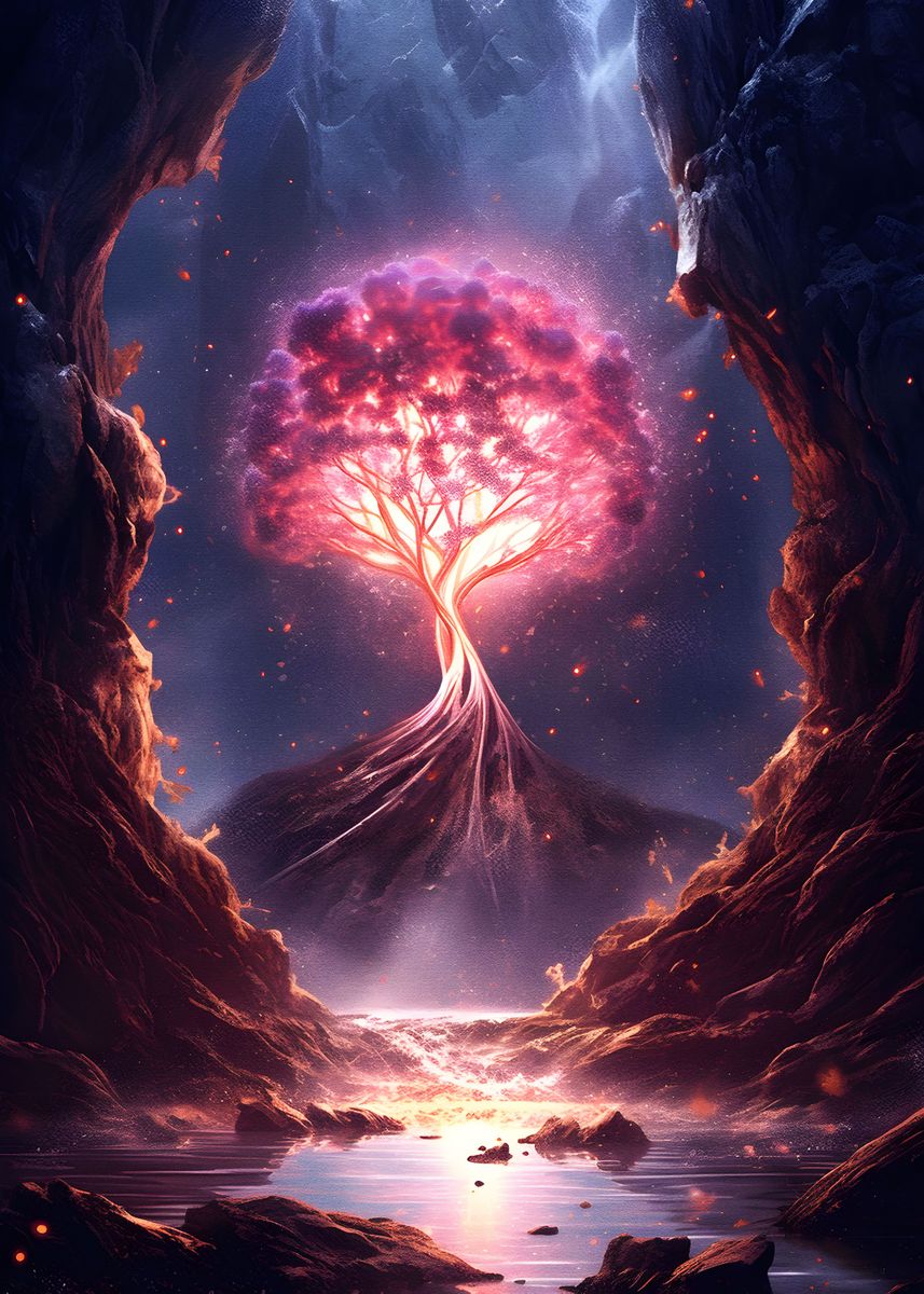 'Mystical tree' Poster, picture, metal print, paint by Elz art | Displate