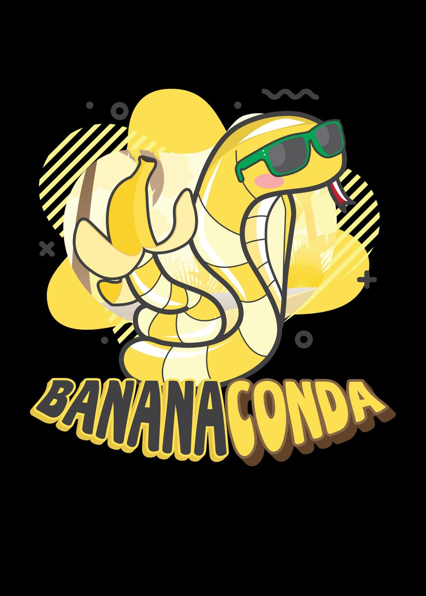 'Bananaconda Banana Fruit' Poster, picture, metal print, paint by Mooon ...