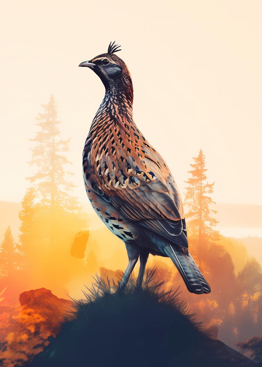 'Quail Bird' Poster, picture, metal print, paint by DecoyDesign | Displate