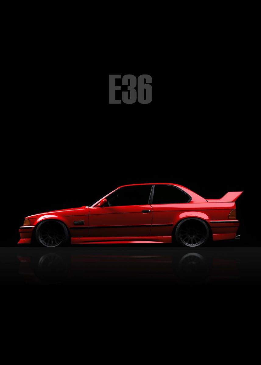 'E36 Bimmer Red Candy' Poster, picture, metal print, paint by Masje ...
