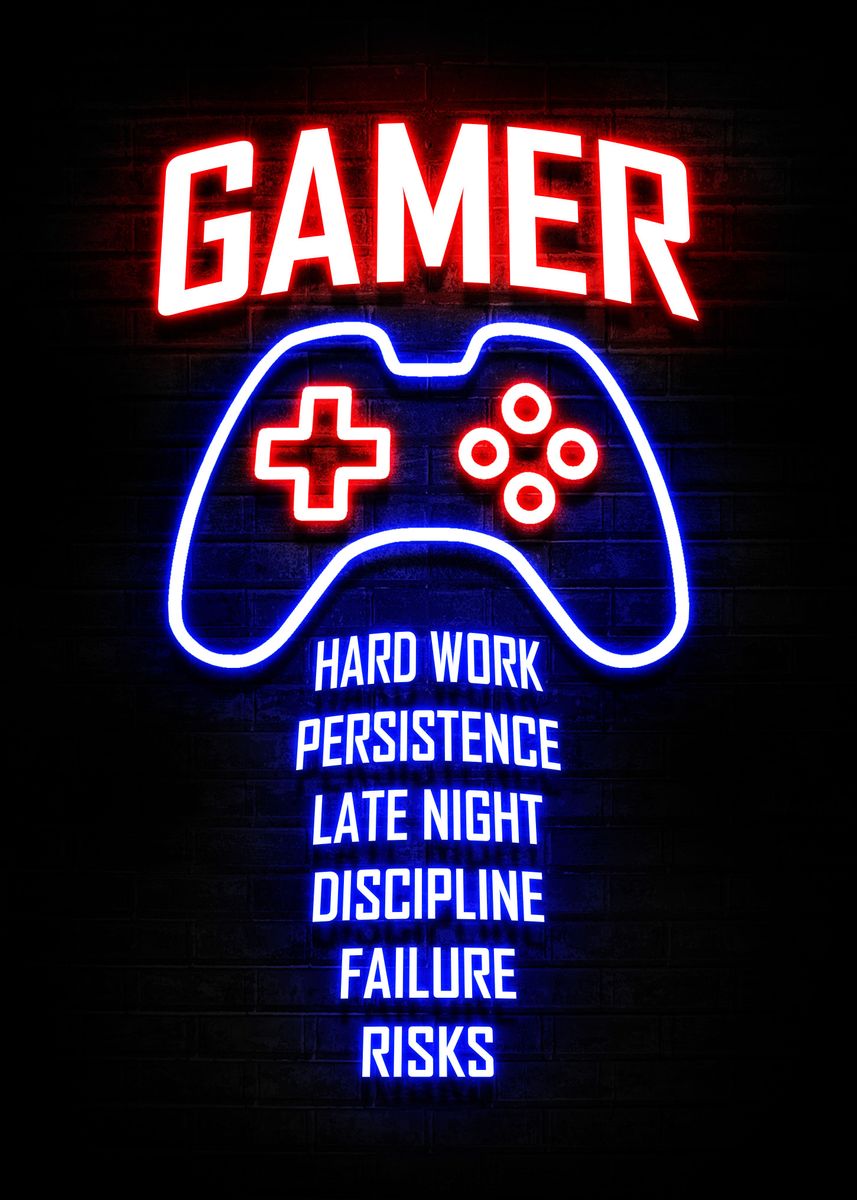 'Gamer Mindset Motivational' Poster, picture, metal print, paint by ...